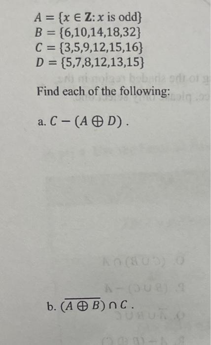 Solved A={x∈Z:x is odd | Chegg.com