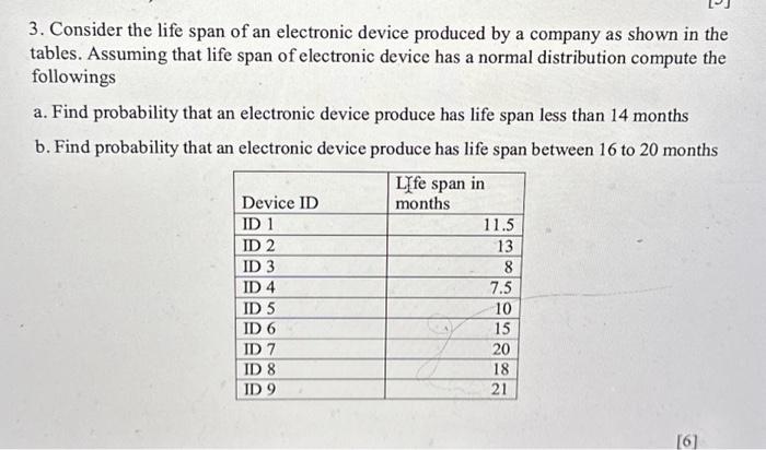 Solved 3. Consider the life span of an electronic device | Chegg.com