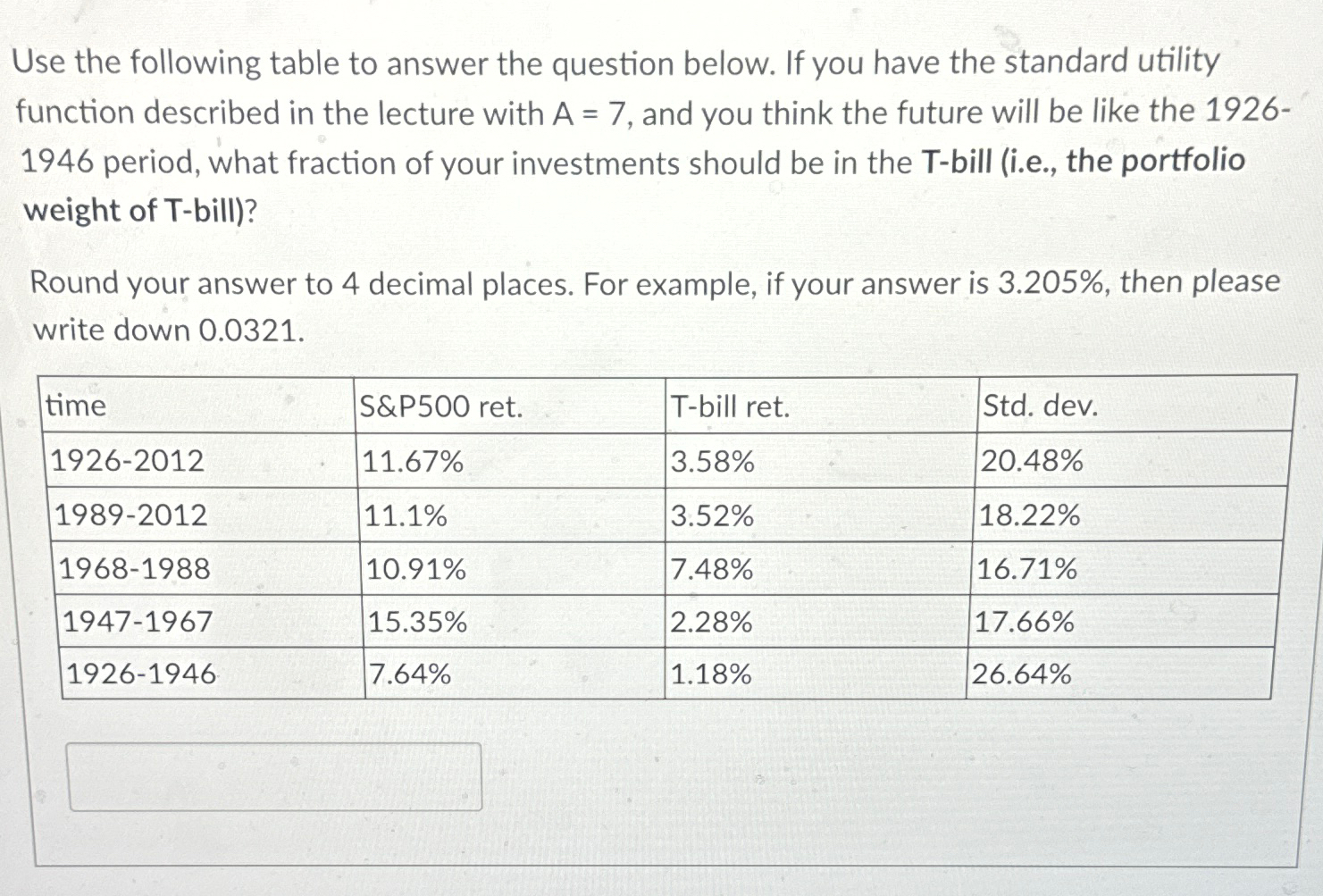 Solved Use the following table to answer the question below. | Chegg.com