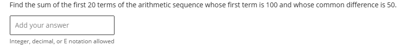 Solved Find The Sum Of The First 20 terms Of The Arithmetic