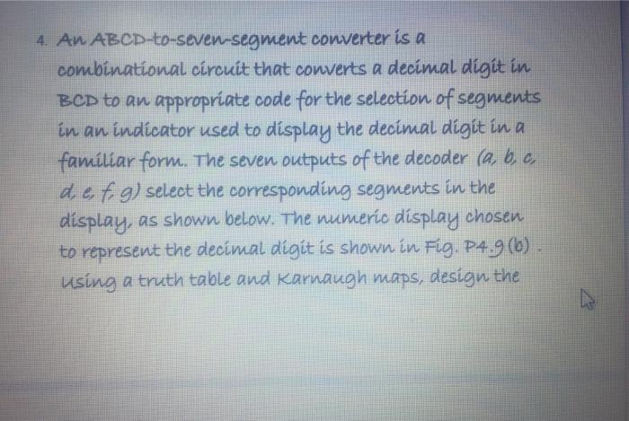 Solved 4. An ABCD-to-seven-segment converter is a | Chegg.com