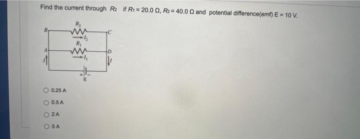 Solved Find the current through R2 if R1=20.0Ω,R2=40.0Ω and | Chegg.com