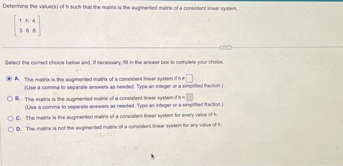 Solved Determine the value(s) of h such that the matrix is | Chegg.com