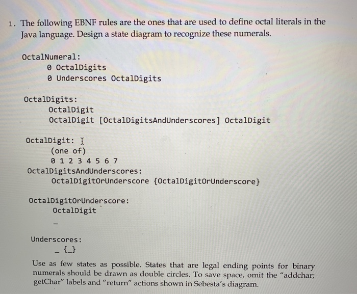 1. The following EBNF rules are the ones that are | Chegg.com