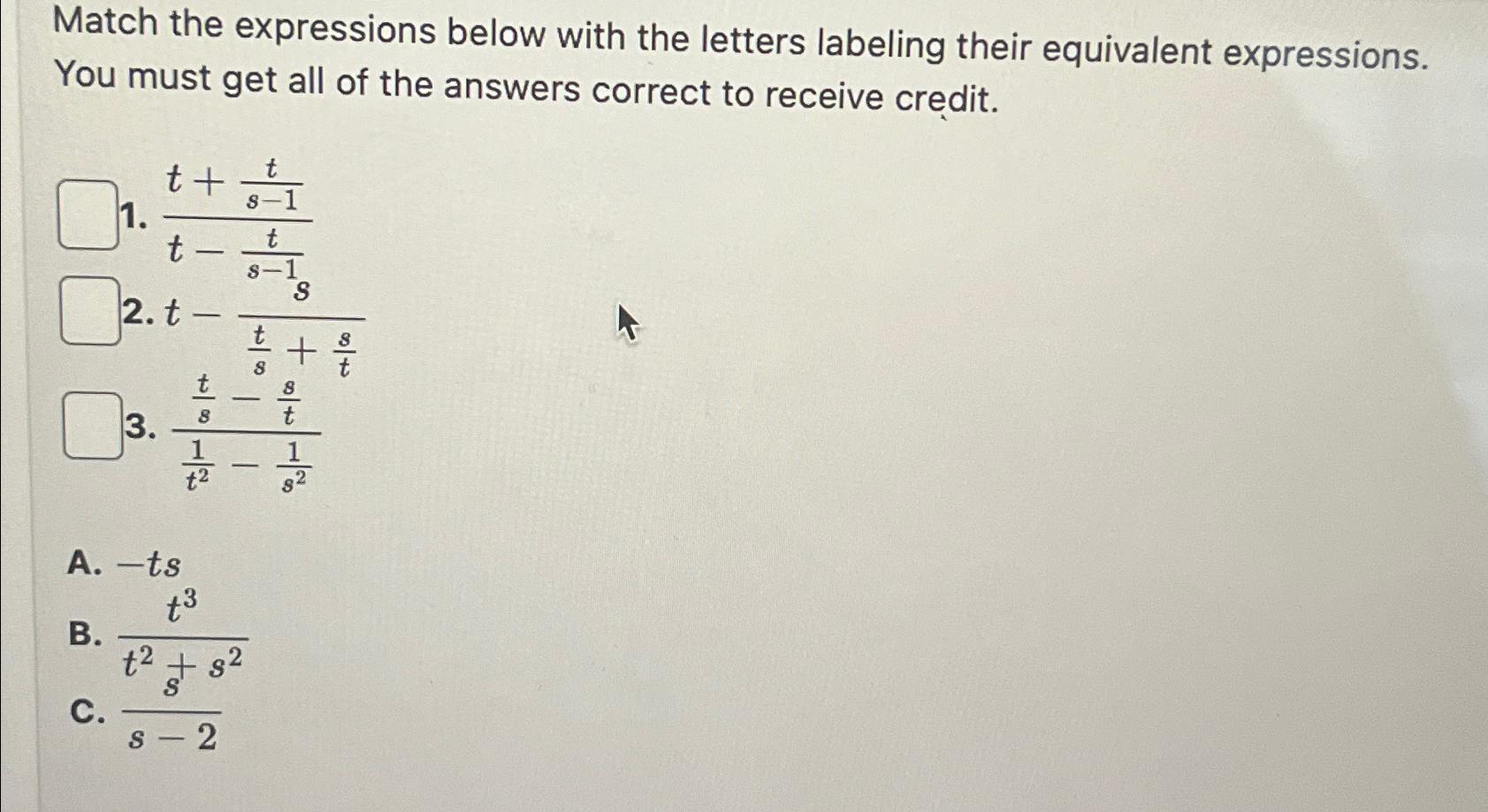 Solved Match the expressions below with the letters labeling | Chegg.com