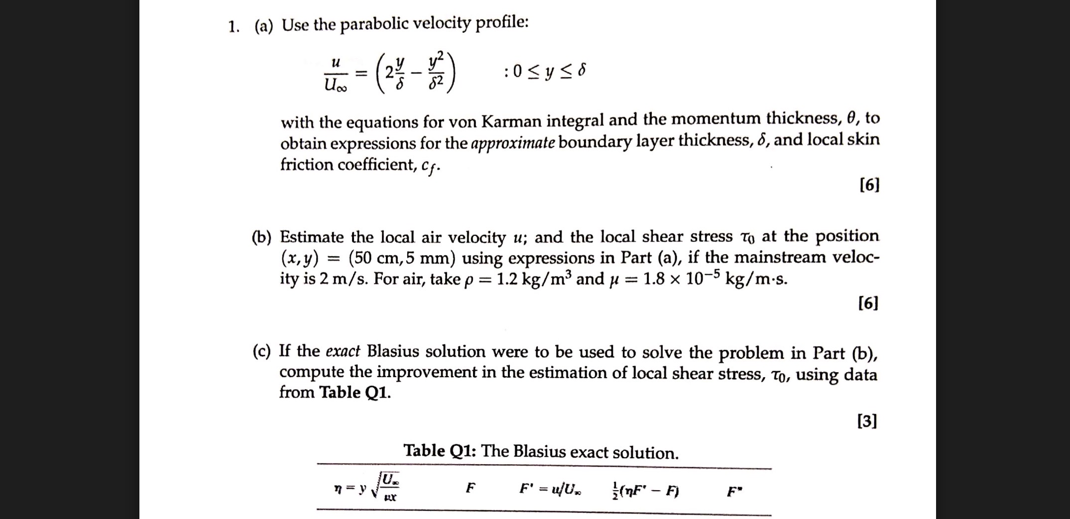 Solved (a) ﻿Use the parabolic velocity | Chegg.com