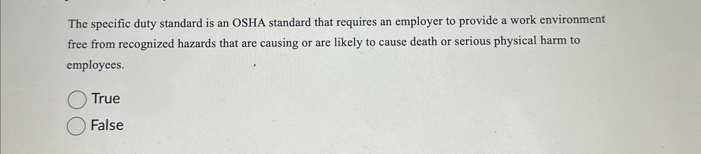 Solved The specific duty standard is an OSHA standard that | Chegg.com