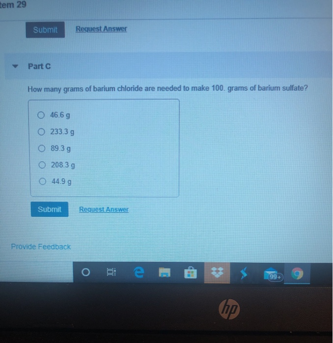Solved Barium chloride and sodium sulfate react according to | Chegg.com