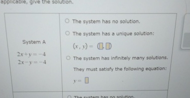 Solved two systems of equation are given below for each | Chegg.com