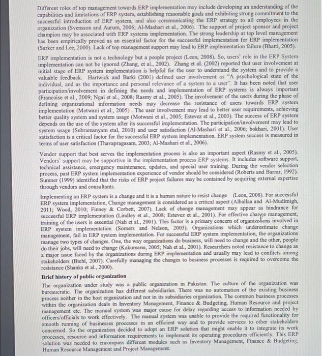 Solved Read the attached case study on ERP implementation | Chegg.com