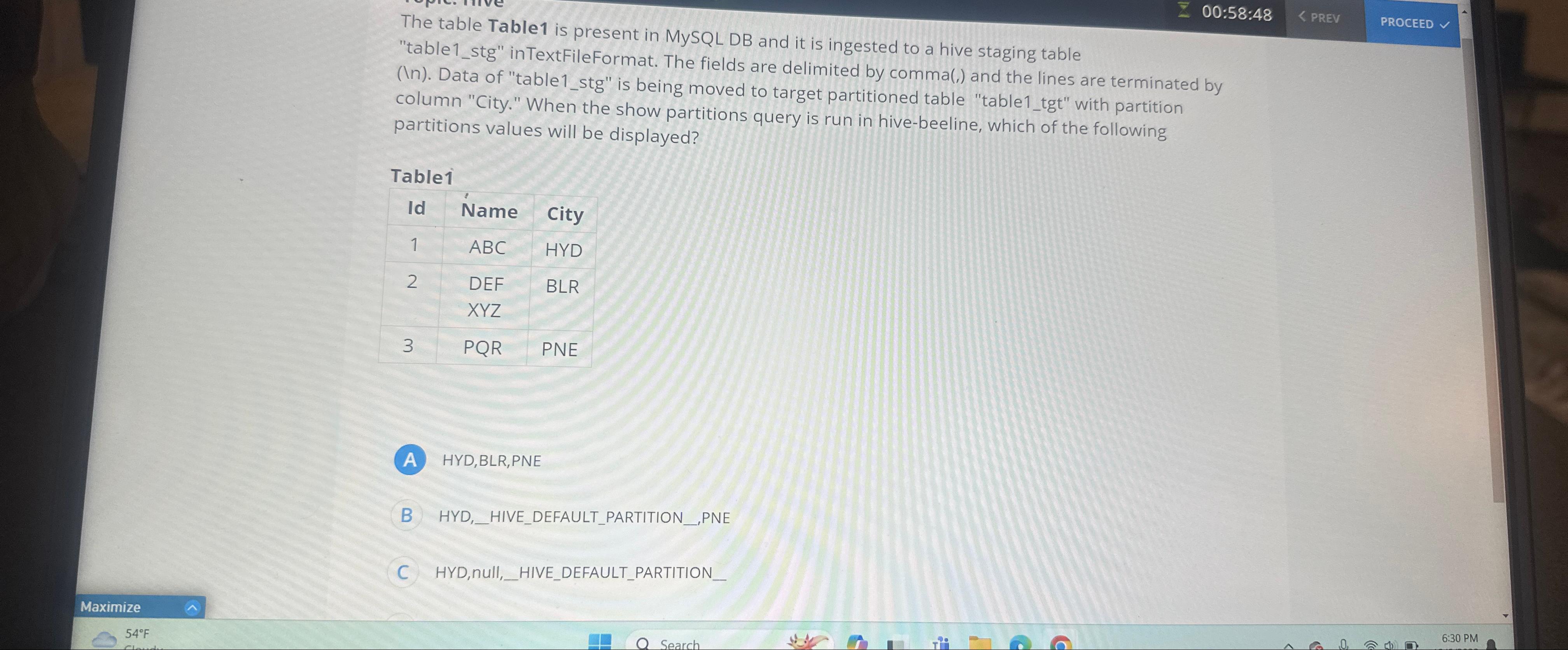 Solved The table Table1 ﻿is present in MySQL DB and it is | Chegg.com