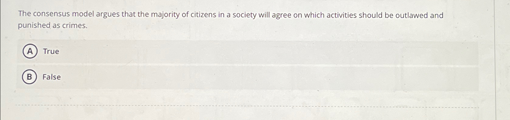Solved The consensus model argues that the majority of | Chegg.com