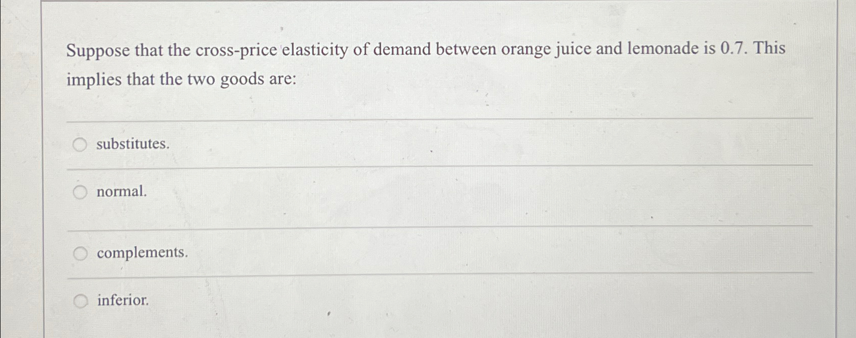 Solved Suppose that the cross-price elasticity of demand | Chegg.com