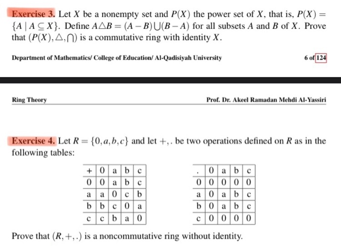 Solved Exercise 3. Let X be a nonempty set and P(X) the | Chegg.com