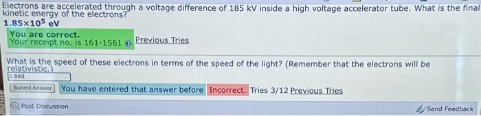 Solved Electrons are accelerated through a voltage | Chegg.com