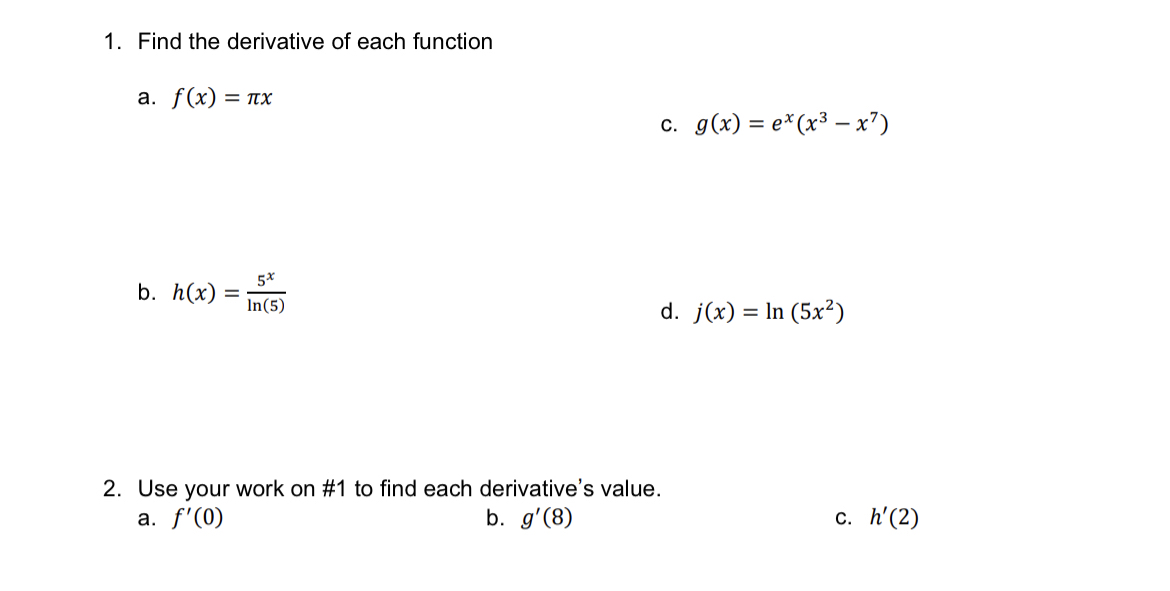 Find the derivative of each | Chegg.com