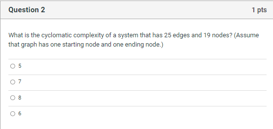 Solved Question 2What is the cyclomatic complexity of a | Chegg.com