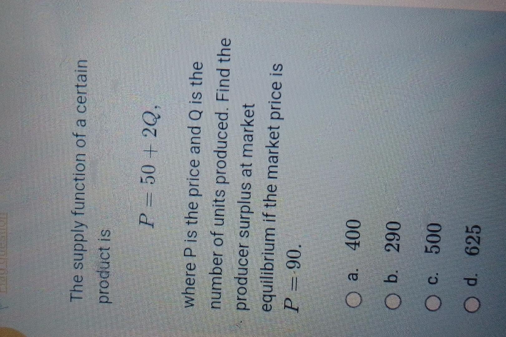Solved The supply function of a certain product | Chegg.com