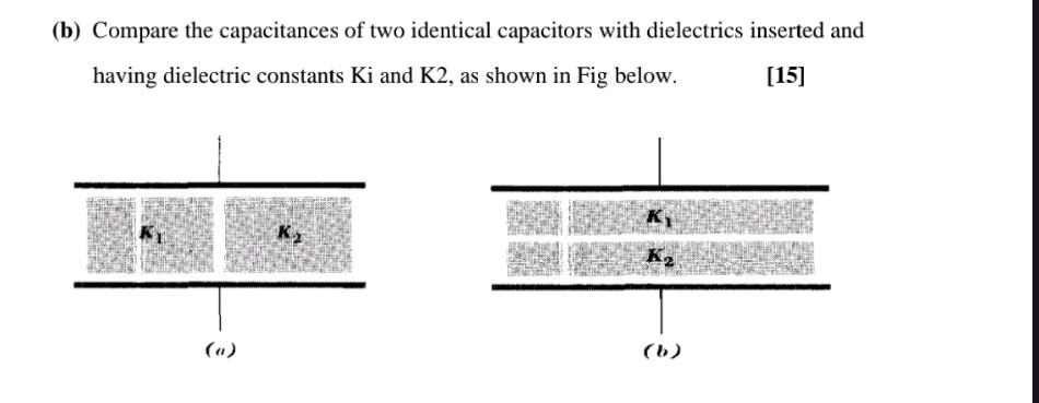 Solved (b) Compare the capacitances of two identical | Chegg.com