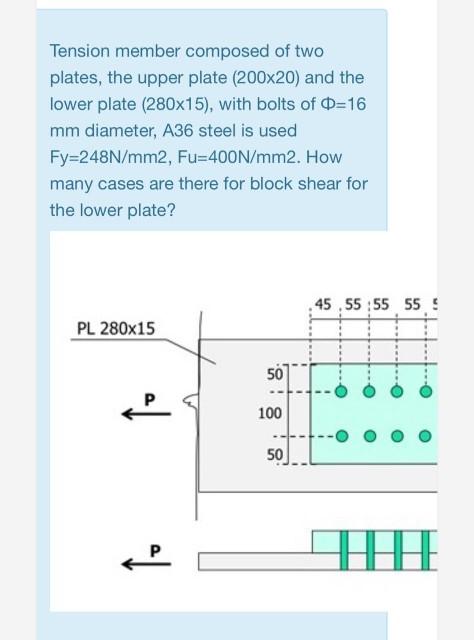 Solved Tension member composed of two plates, the upper | Chegg.com
