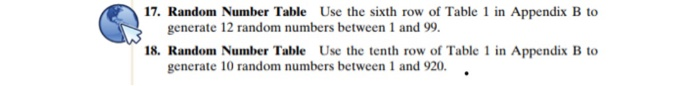 17. Random Number Table Use the sixth row of Table 1 | Chegg.com