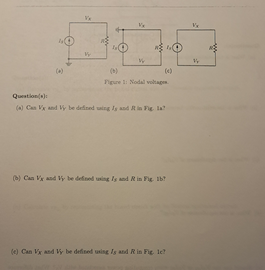 Solved Question(s):(a) ﻿Can Vx ﻿and VY ﻿be defined using IS | Chegg.com