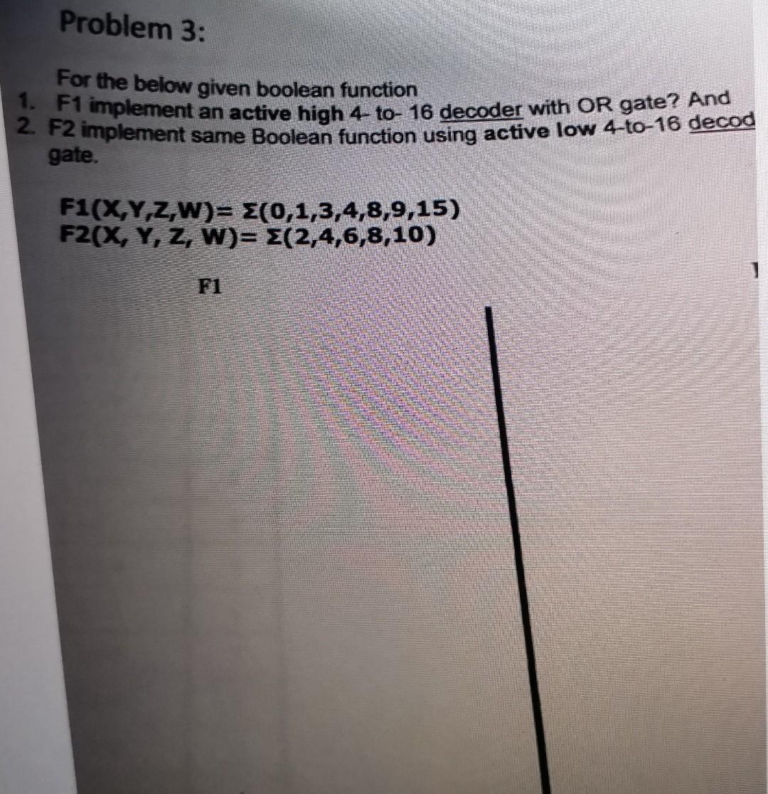 Solved Problem 3 For The Below Given Boolean Function 1 F1