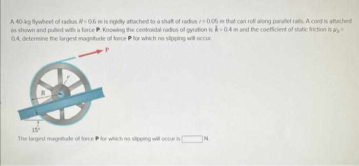 Solved A 40-kg flywheel of radius R=0.6 m is rigidly | Chegg.com