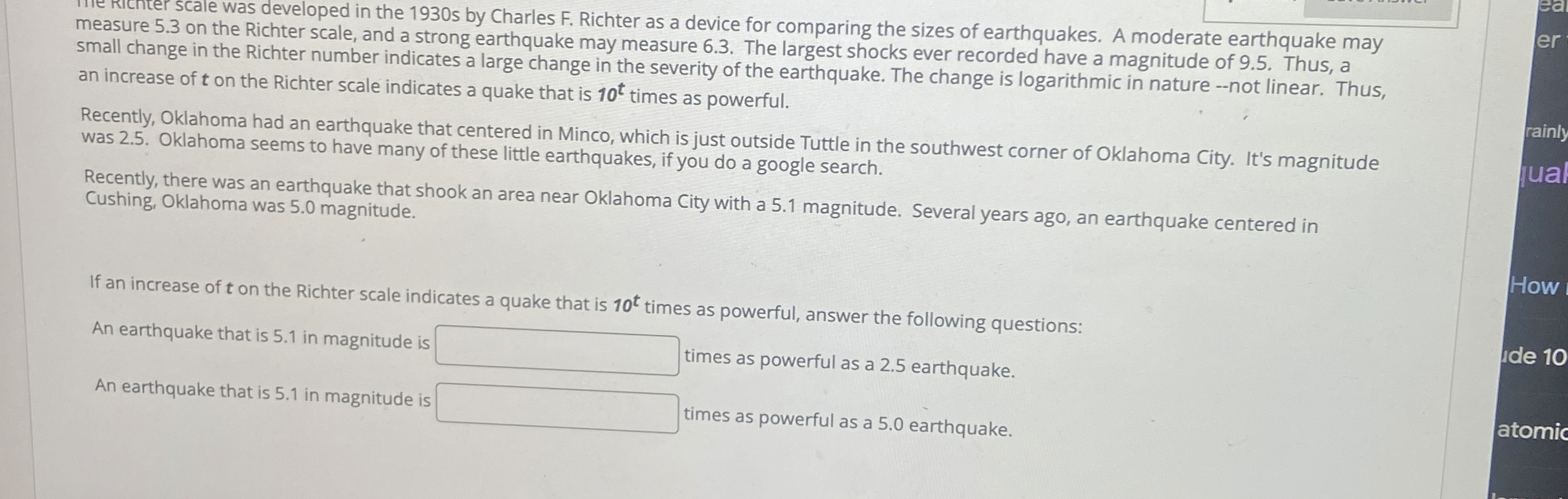 Solved 1930s by Charles F. ﻿Richter as a device for | Chegg.com