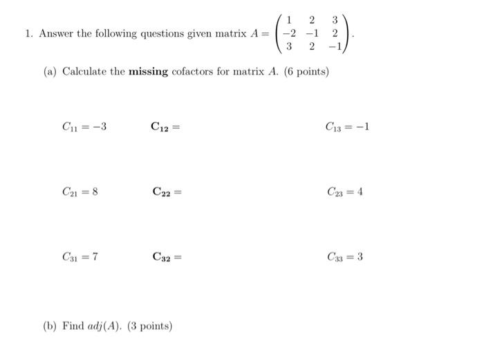 Solved Answer the following questions given matrix | Chegg.com