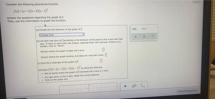 Solved Consider the following polynomial function. | Chegg.com