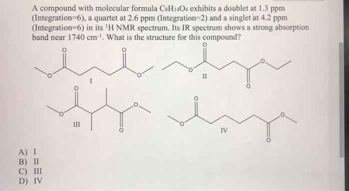 Solved A compound with molecular formula C8H1404 exhibits a | Chegg.com