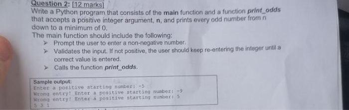 Solved Question 2: [12 marks] Write a Python program that | Chegg.com