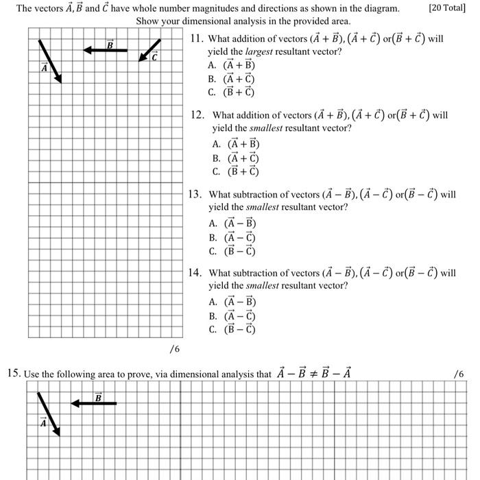 Solved The Vectors A B And C Have Whole Number Magnitudes