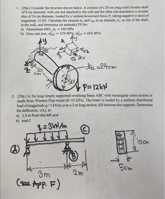 Solved 1. [20p.] Consider the structure shown below. It | Chegg.com