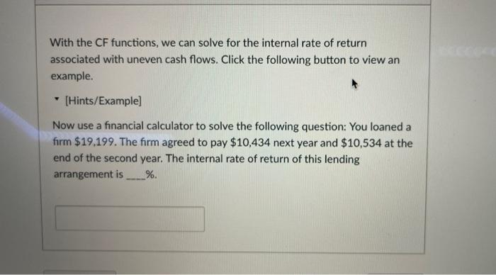Solved With the CF functions, we can solve for the internal | Chegg.com