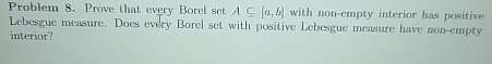 Solved Problem 8. ﻿Prove that every Borel set A ﻿a subset | Chegg.com