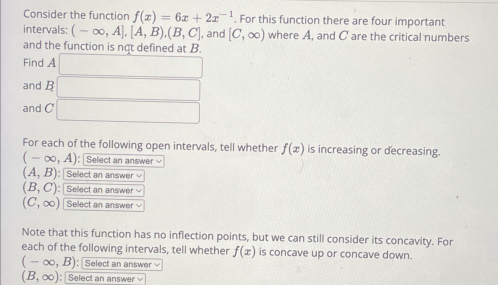 Solved Consider The Function F X 6x 2x 1 ﻿for This