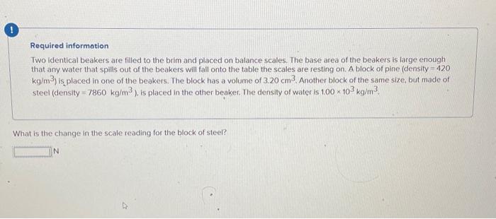Solved Required information Two identical beakers are filled | Chegg.com