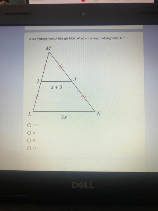 Solved Wis a midsegment of triangle MLN. What is the length | Chegg.com