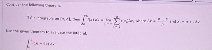 Solved Consider the following theorem. If f is integrable on | Chegg.com