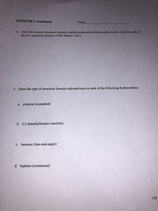 Solved EXERCISE L Name Section Instructor Date Organic | Chegg.com