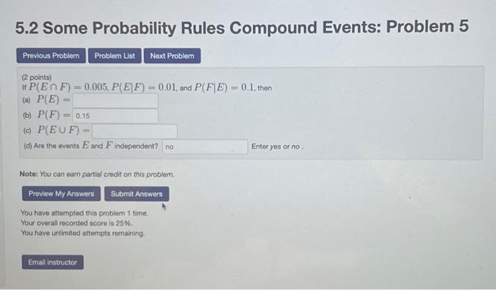 Solved 5.2 Some Probability Rules Compound Events: Problem 5 | Chegg.com