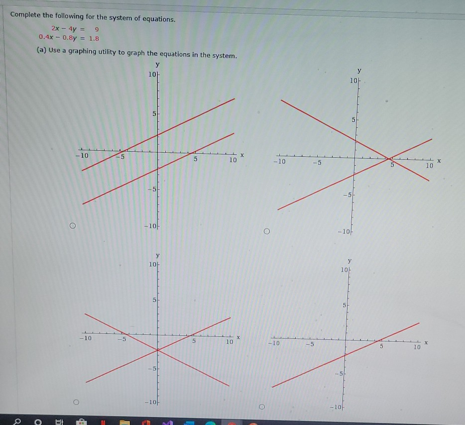 Solved Complete the following for the system of equations. | Chegg.com