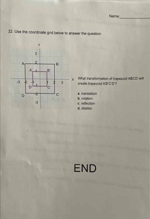 Solved 22. Use the coordinate grid below to answer the | Chegg.com