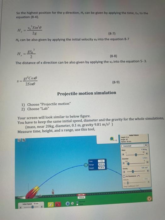Solved THEORY A parabolic motion is analyzed by considering | Chegg.com