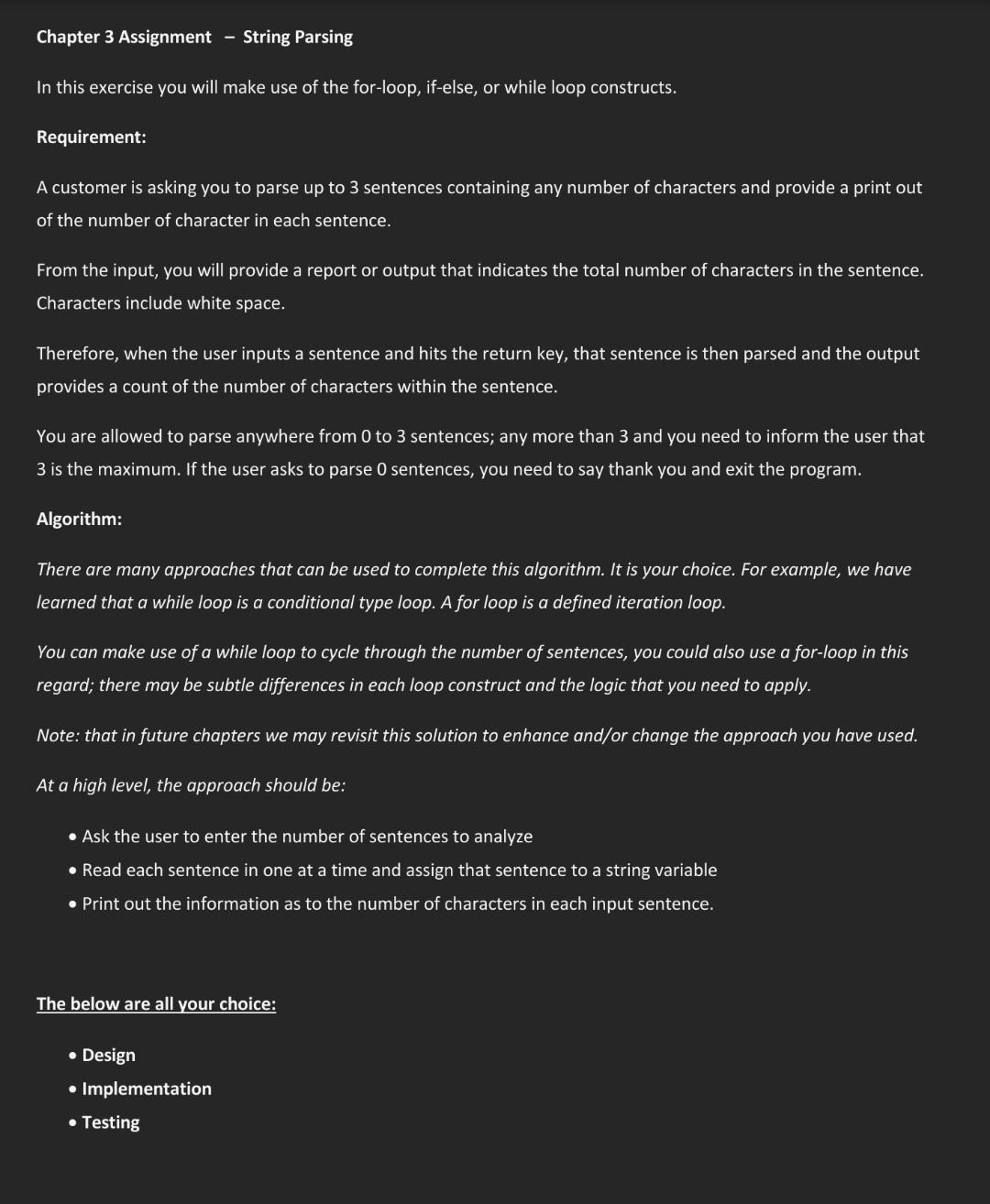 Solved Chapter 3 Assignment String Parsing In This