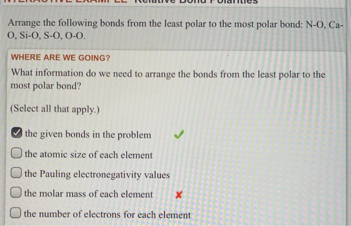 Solved Arrange the following bonds from the least polar to | Chegg.com