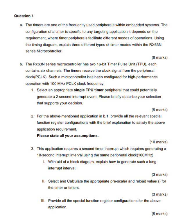 Question 1 a. The timers are one of the frequently | Chegg.com
