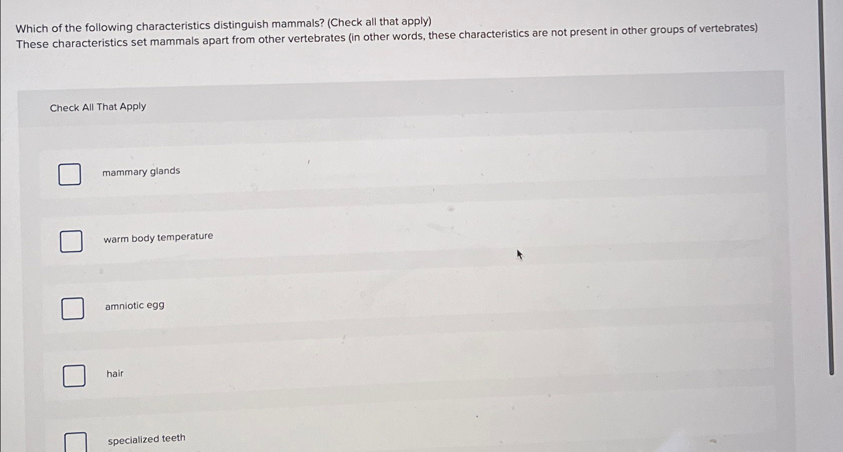 Solved Which of the following characteristics distinguish | Chegg.com